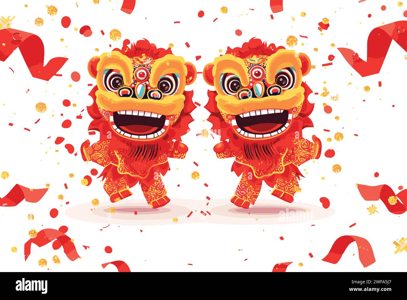 Chinese lions dancing celebration show white background Stock Vector ... Chinese lions dancing celebration show white background Stock Vector ...