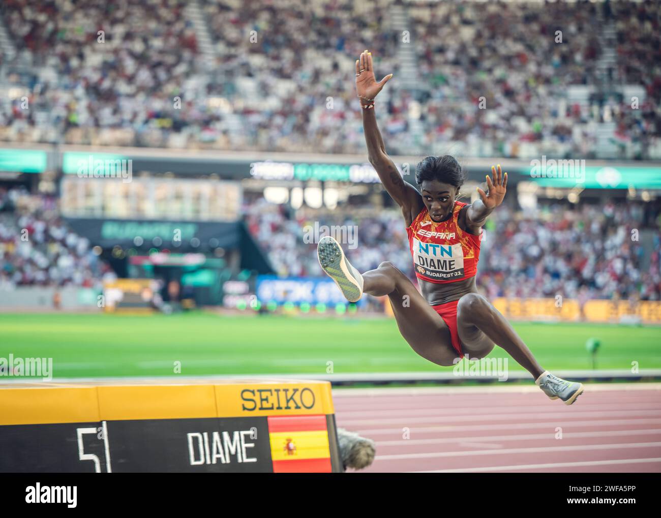 Fátima DIAME participating in the long jump at the World Athletics ...