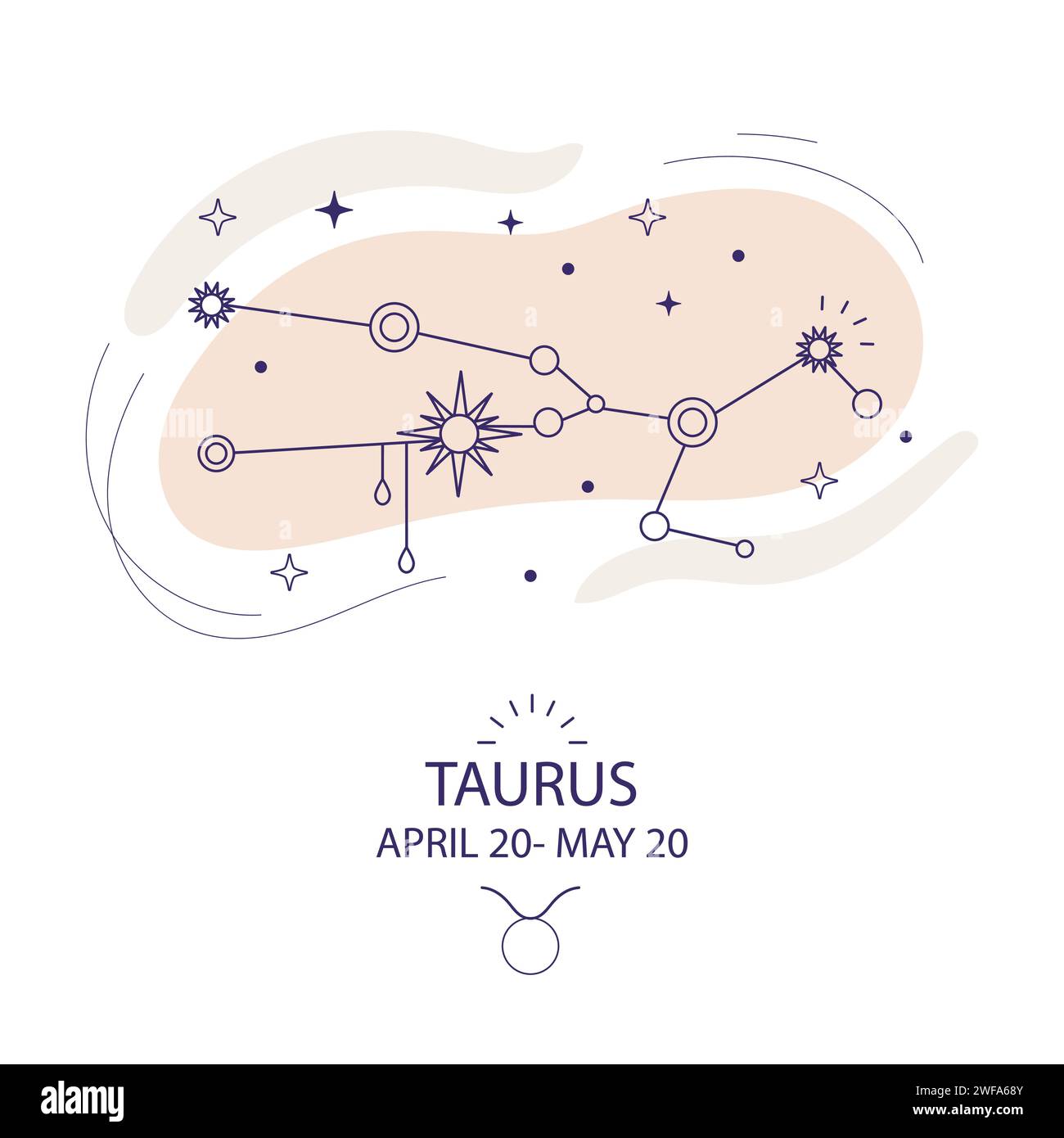 Taurus, Bull Zodiac Constellation of stars in trendy minimal style ...