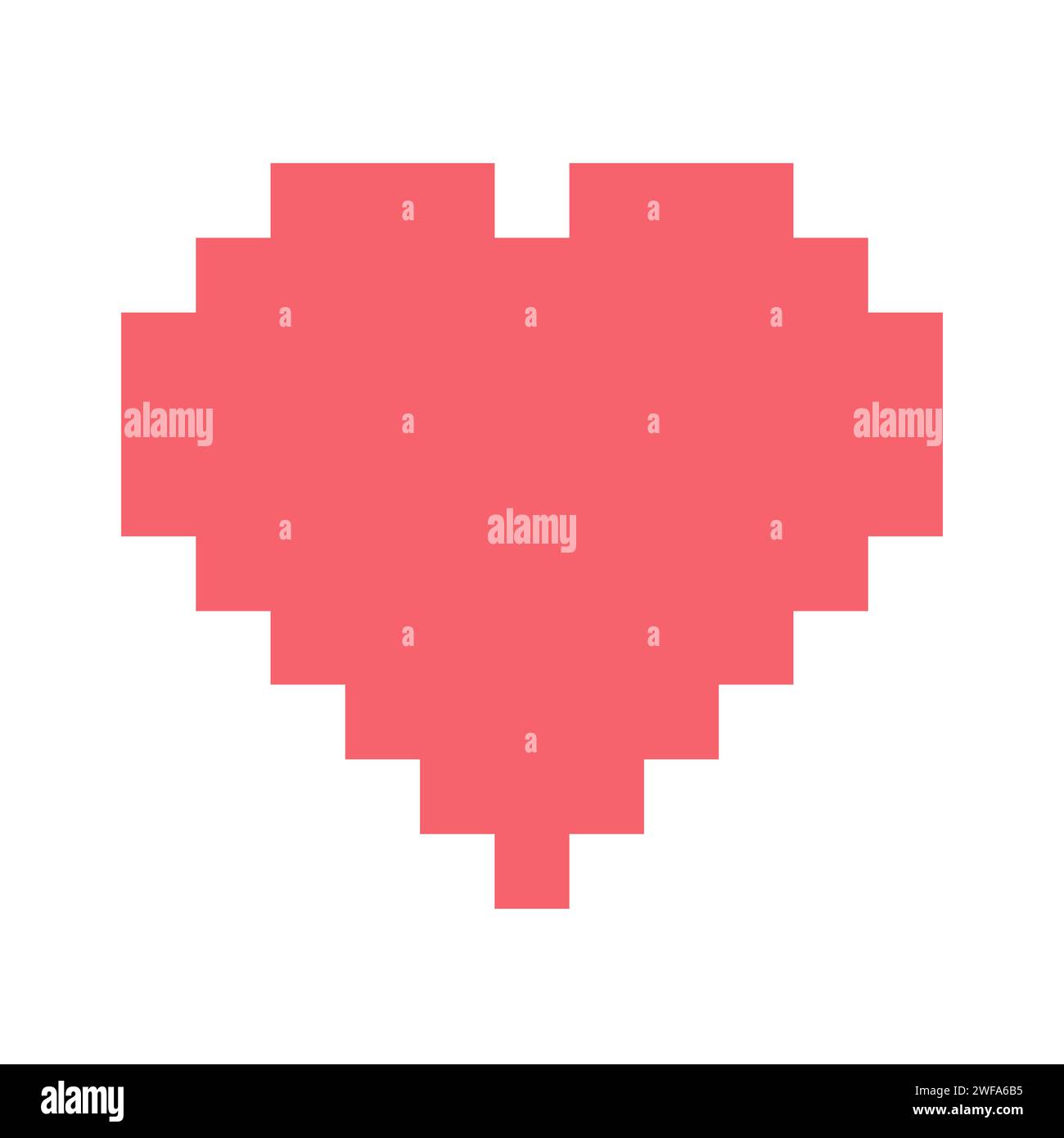 Simple red heart emoticon or emoji in pixel style, vector illustration ...