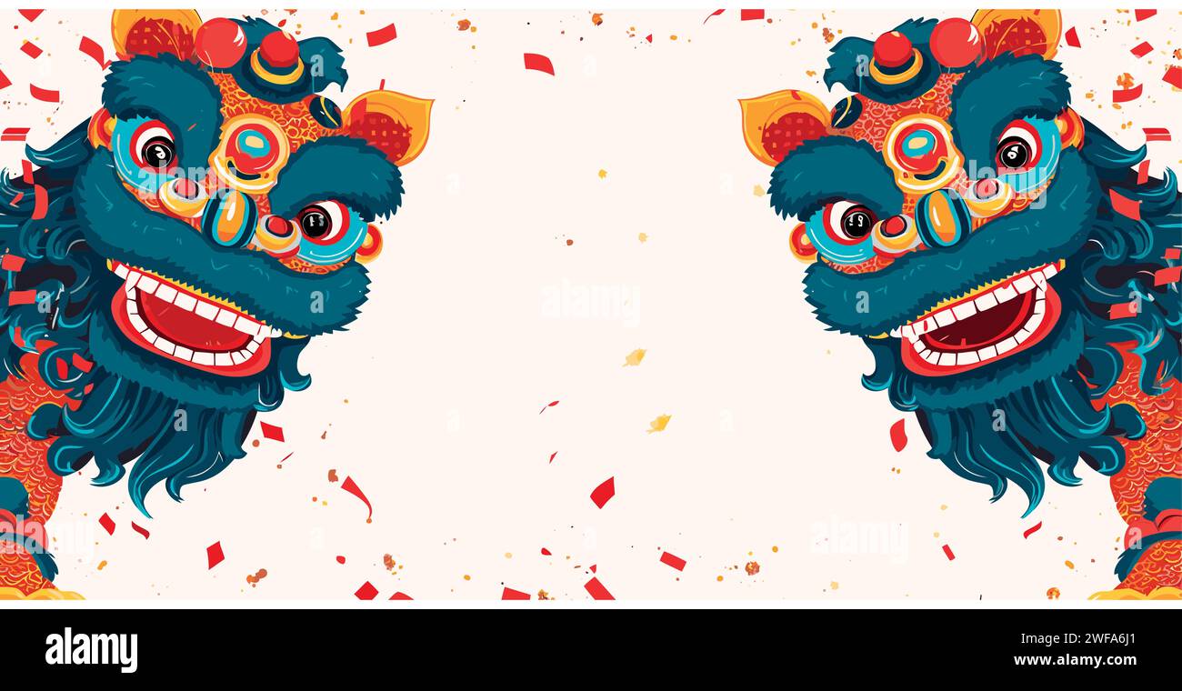Chinese lions dancing celebration show white background Stock Vector ... Chinese lions dancing celebration show white background Stock Vector ...