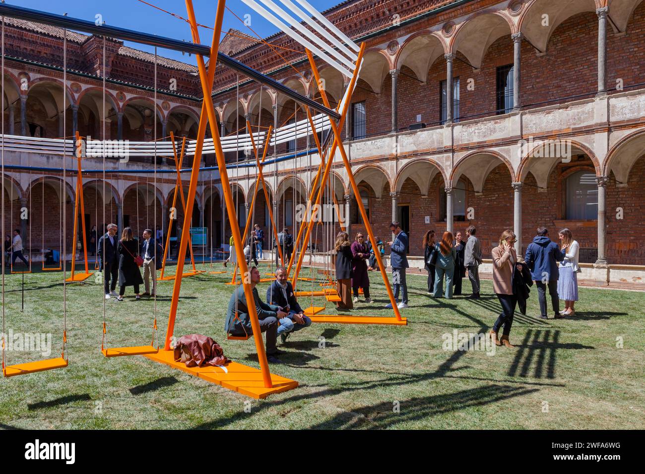 MILAN, ITALY-17 APRIL 2023: Swing designed by architect Stefano Boeri ...