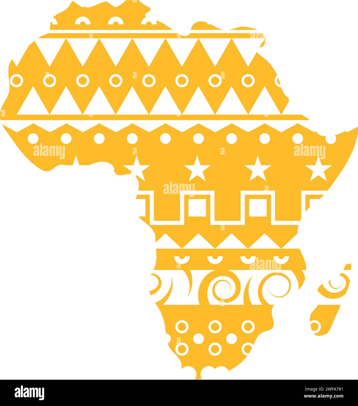 Colored map of Africa with cultural patterns Vector Stock Vector Image ...