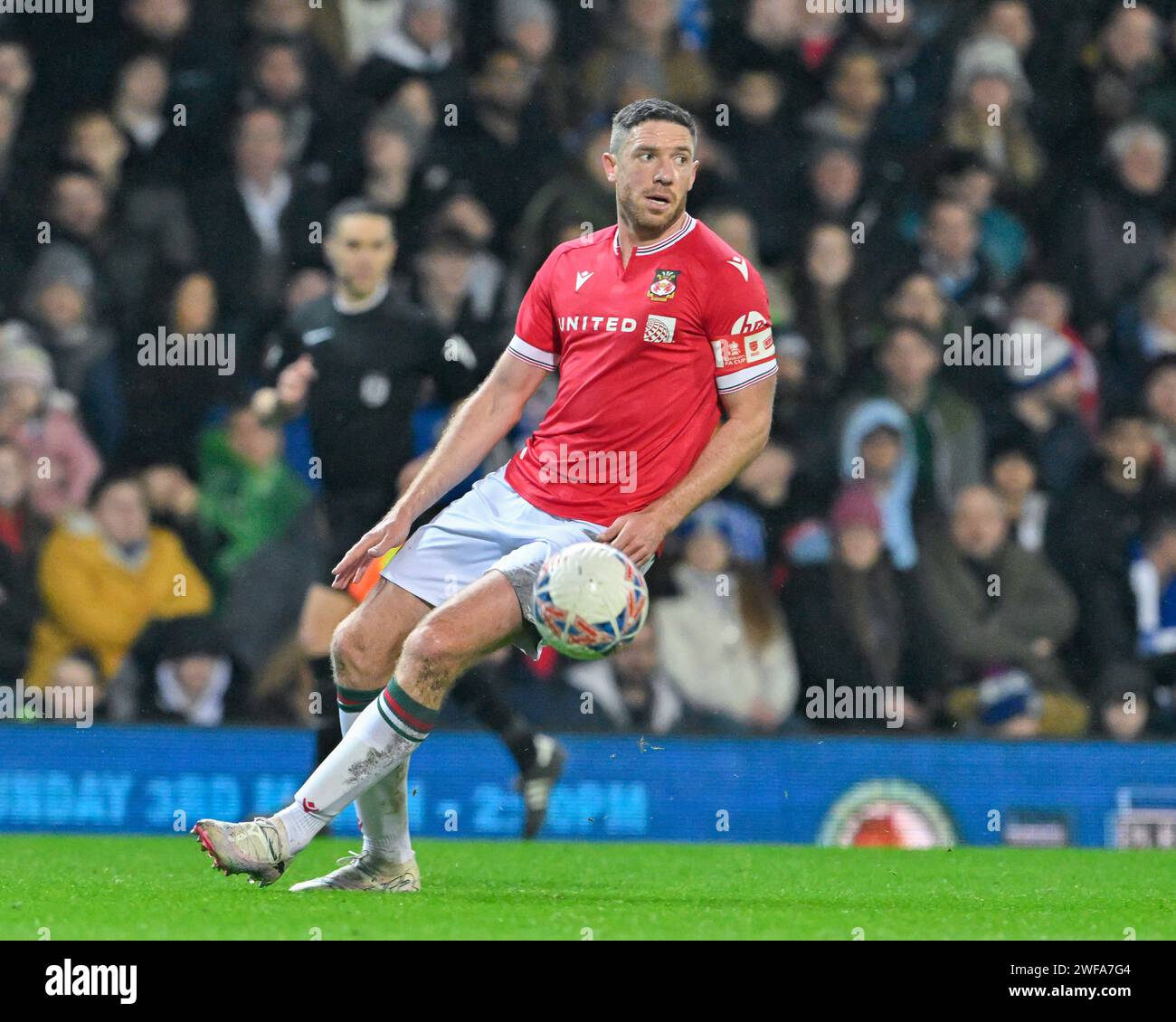 Ben Tozer of Wrexham, during the Emirates FA Cup Fourth Round match ...