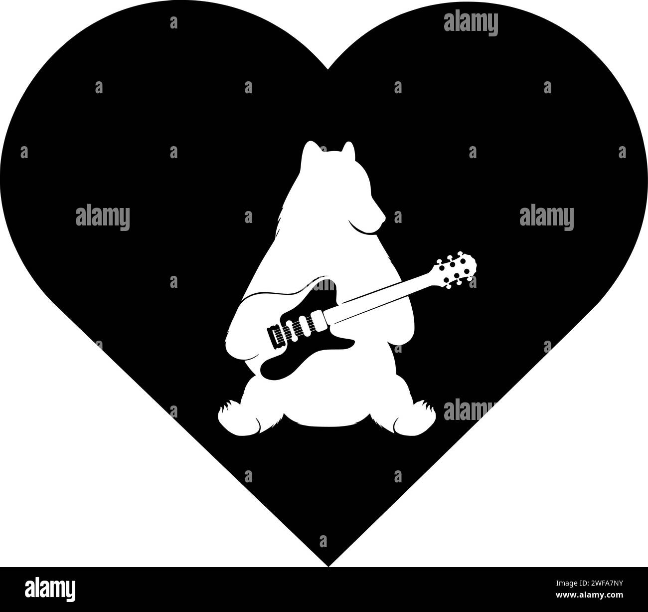 guitar illustration love silhouette music logo heart icon musical ...