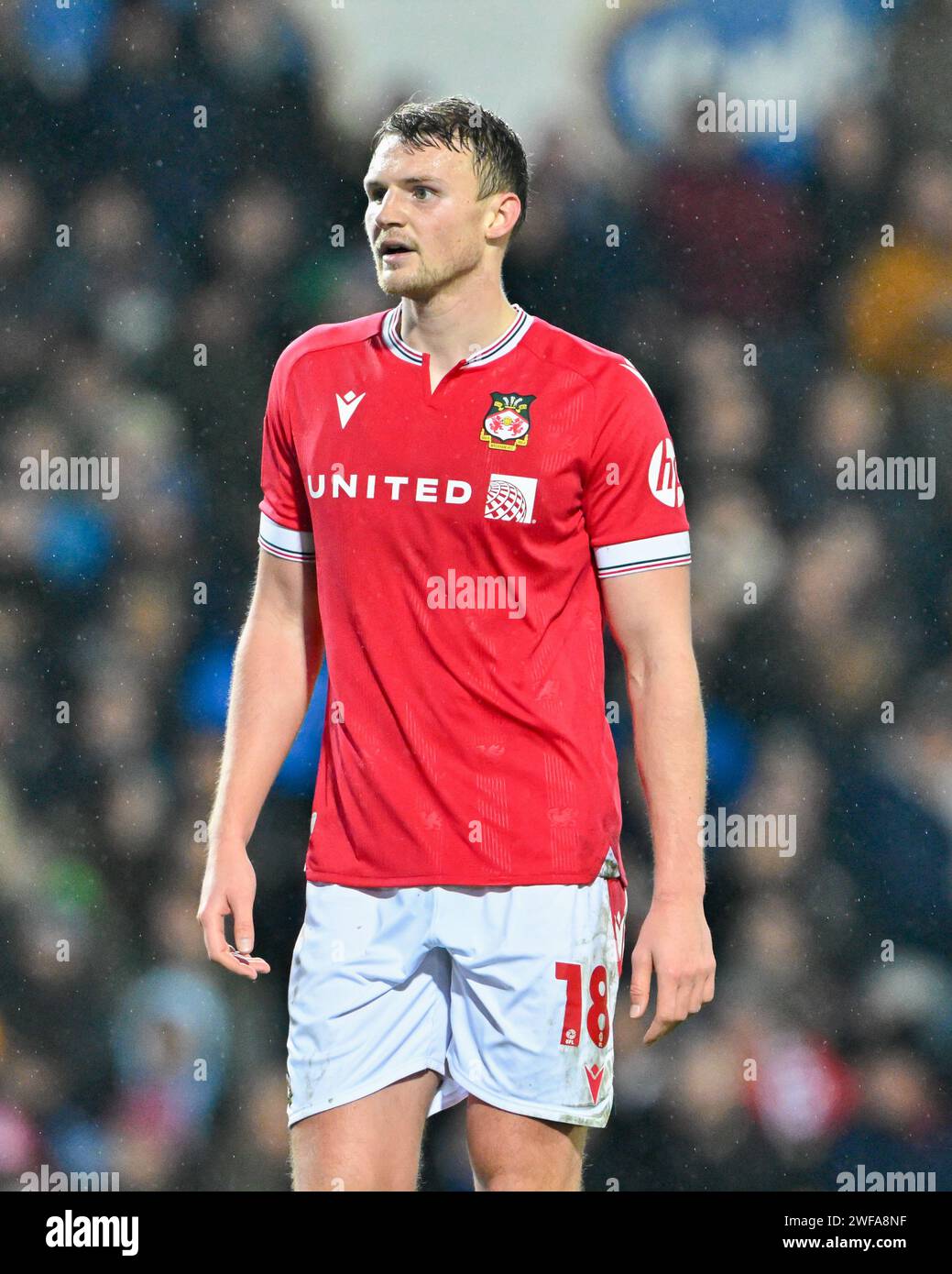 Sam Dalby of Wrexham, during the Emirates FA Cup Fourth Round match ...