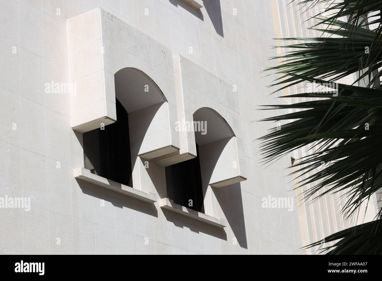 Exterior of beautiful residential building with windows outdoors Stock ...