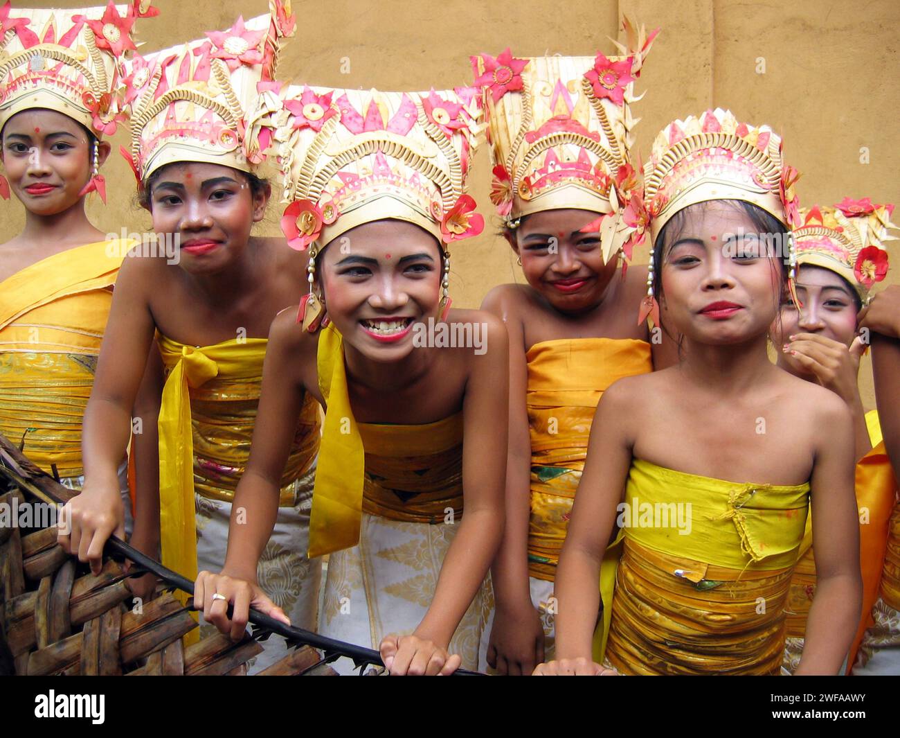 Children from a small village dressed in traditional Balinese dance ...