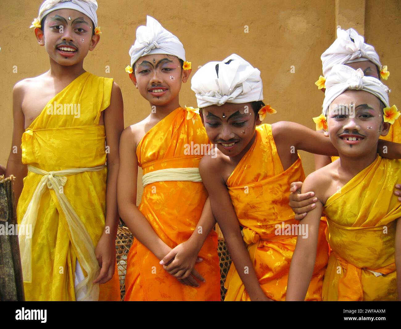 Children from a small village dressed in traditional Balinese dance ...