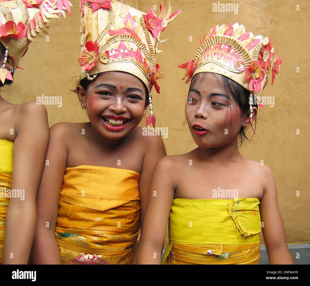 Children from a small village dressed in traditional Balinese dance ...