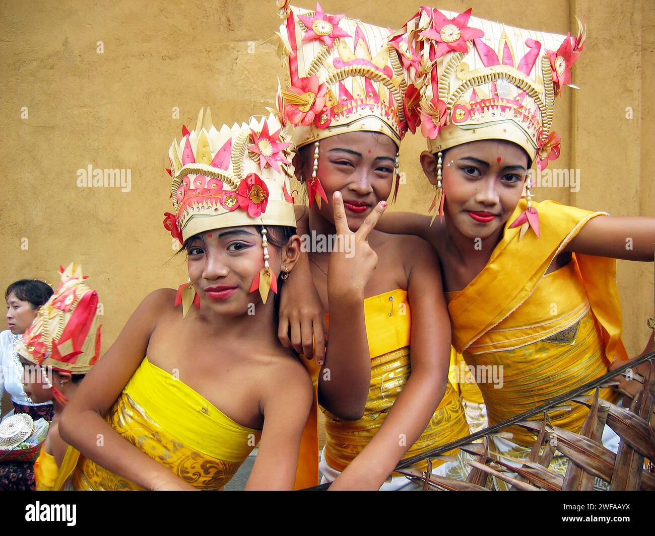 Children from a small village dressed in traditional Balinese dance ...