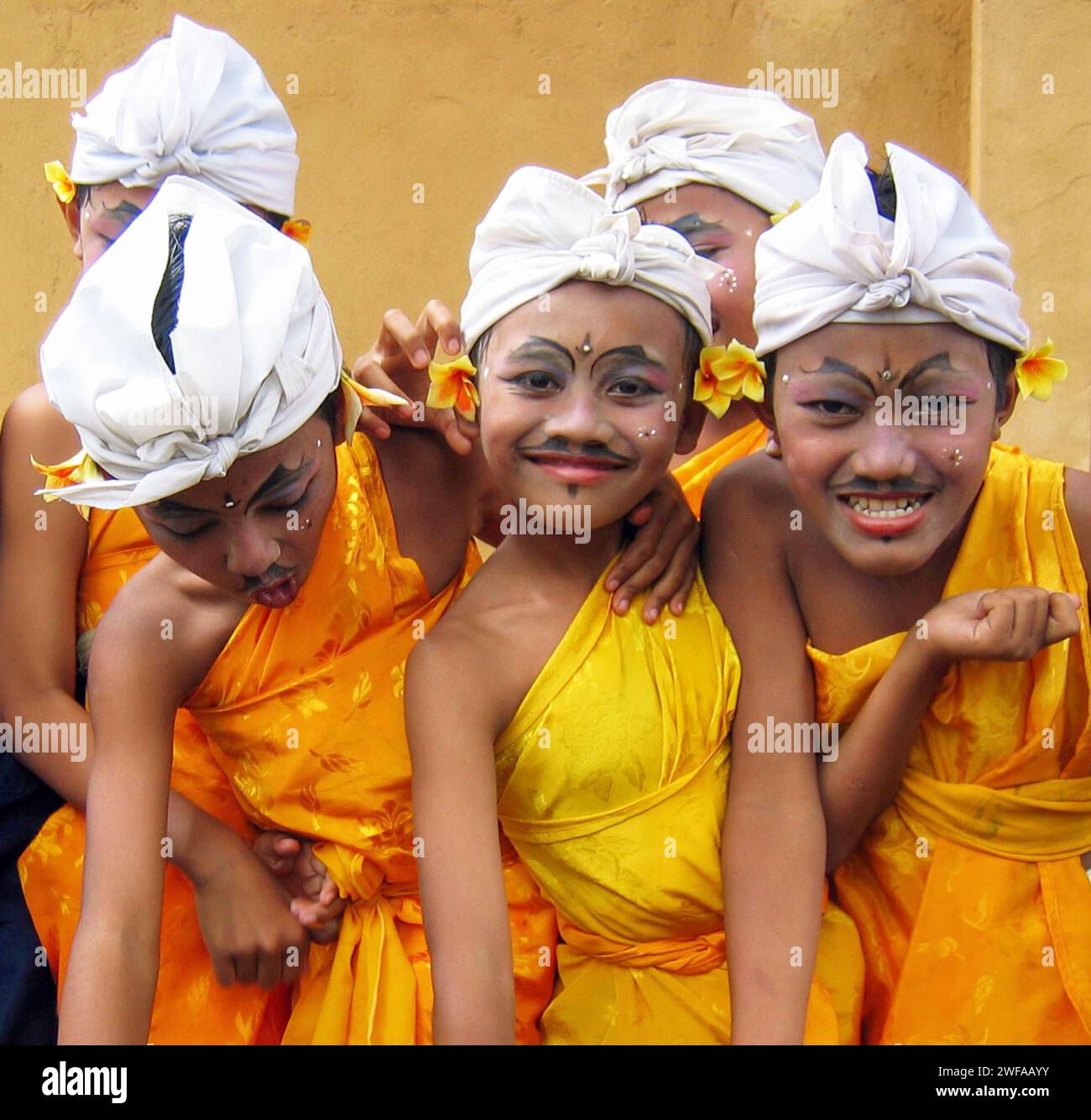 Children from a small village dressed in traditional Balinese dance ...