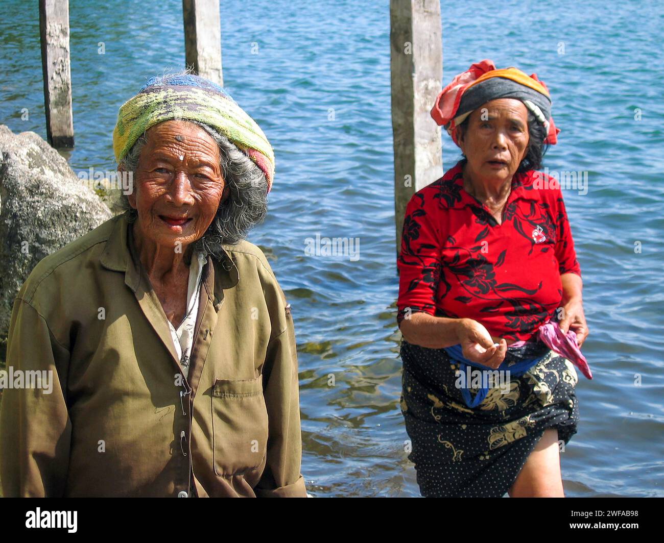 Indigemous Bali Aga people of Trunyan Village in Bali, Indonesia Stock ...