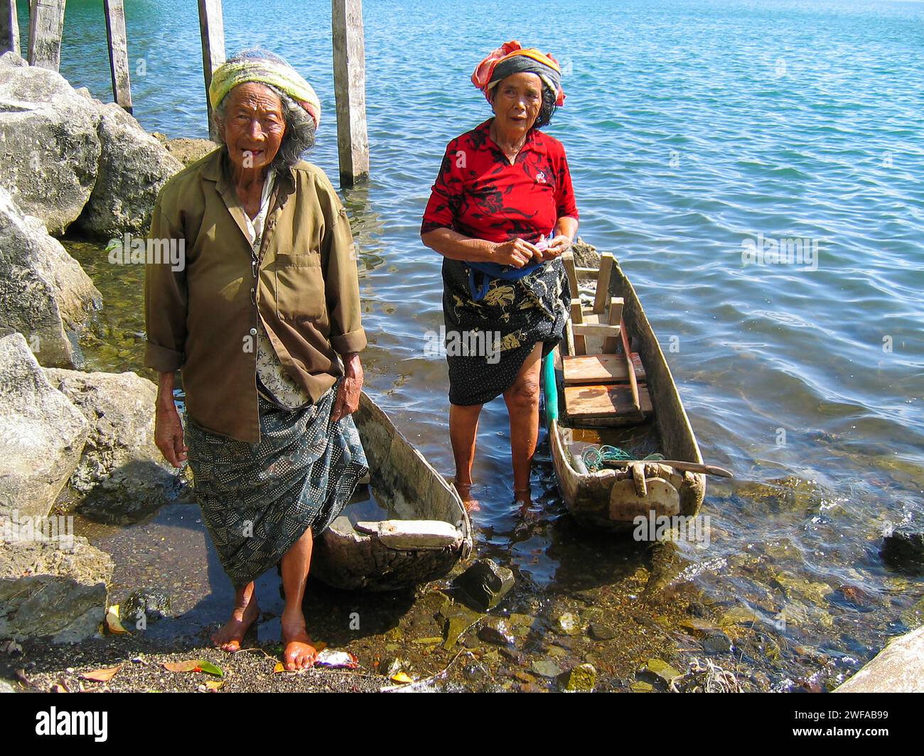 Indigemous Bali Aga people of Trunyan Village in Bali, Indonesia Stock ...