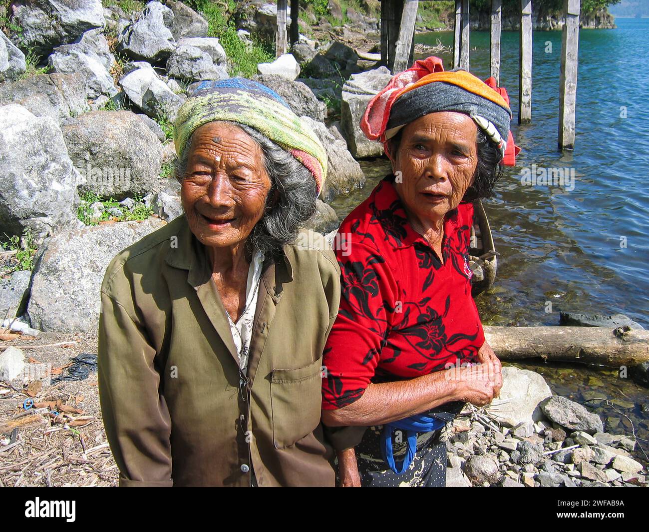 Indigemous Bali Aga people of Trunyan Village in Bali, Indonesia Stock ...
