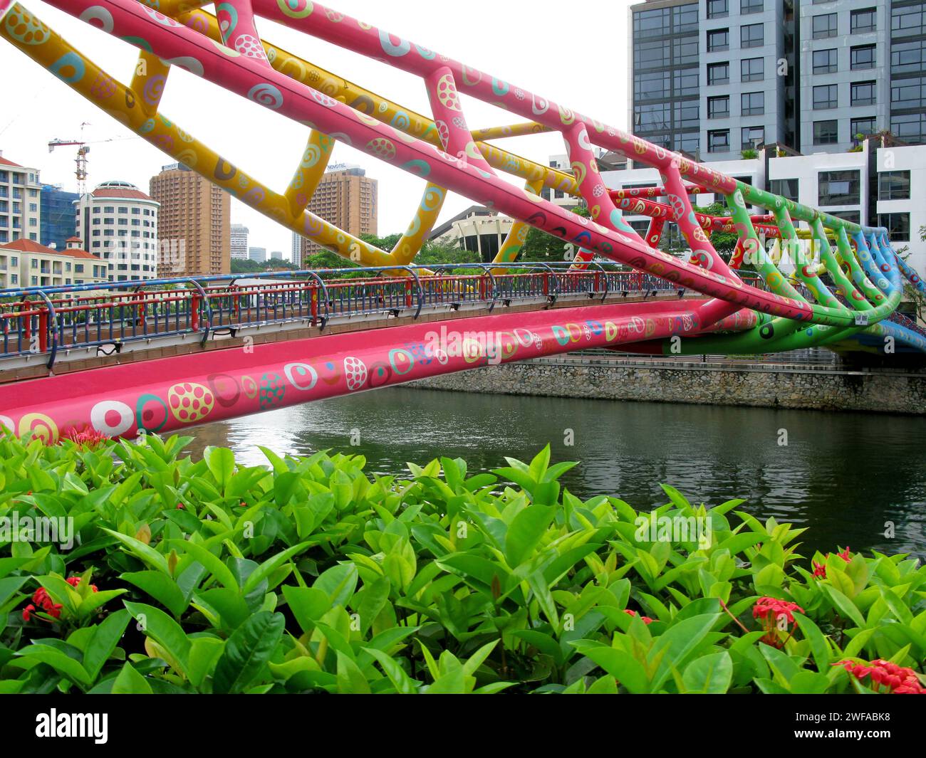 The Alkaff Bridge, also known as the 'bridge of art' over the Singapore ...