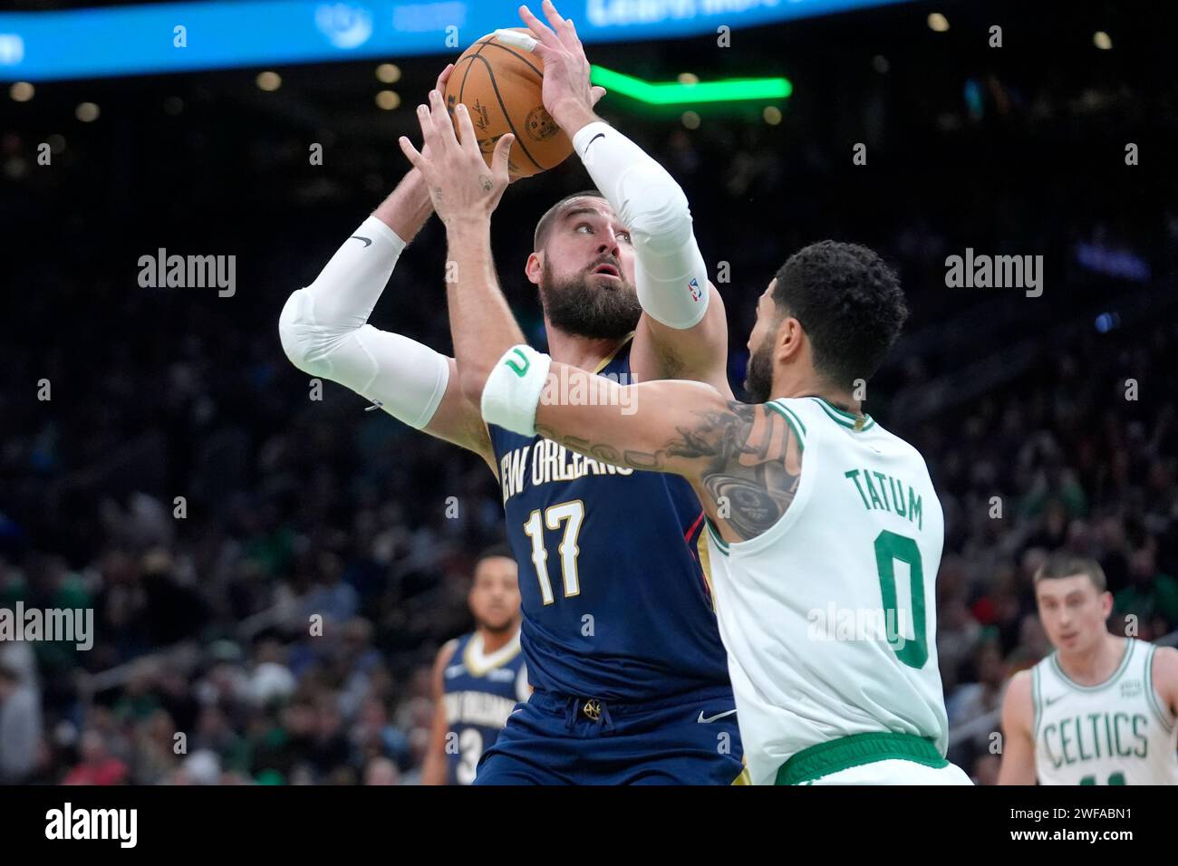 New Orleans Pelicans center Jonas Valanciunas (17) takes a shot at the ...