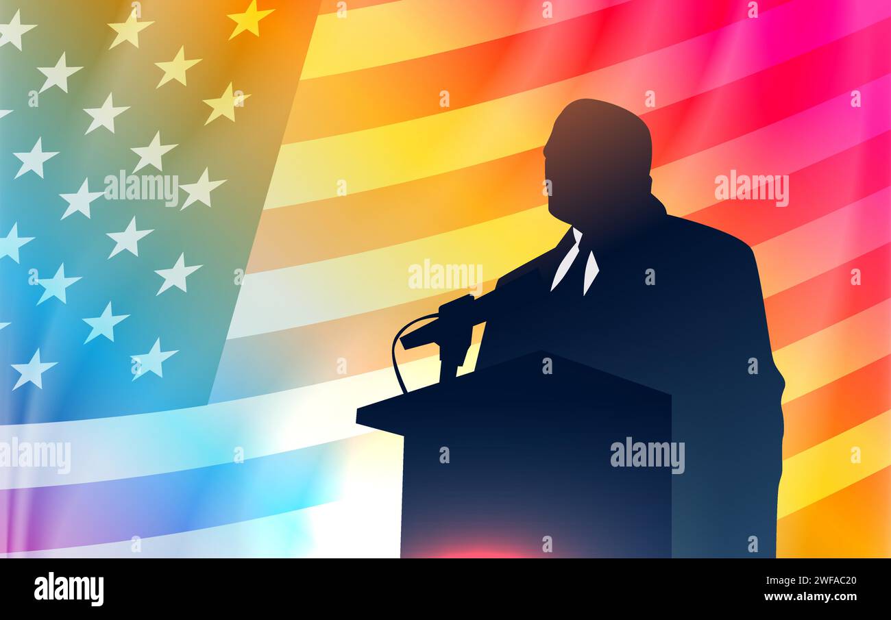 Martin Luther King Jr. Day black man and USA flag MLK banner horizontal ...