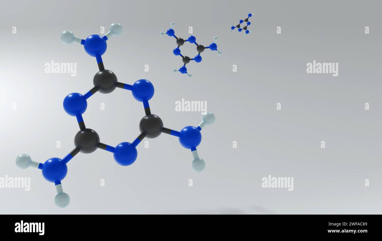 3d rendering of melamine molecules. Melamine is durable and break ...