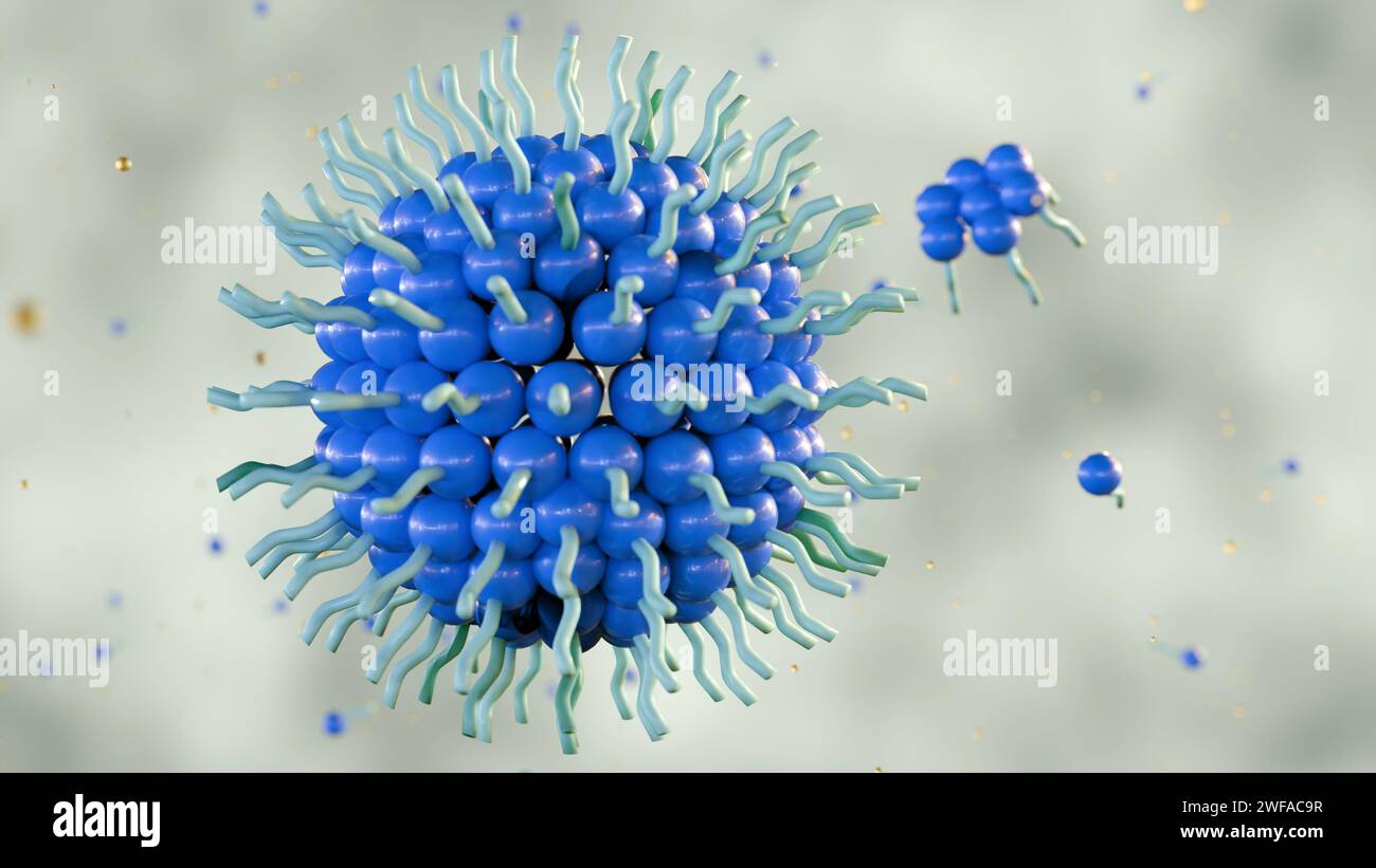 3d rendering of reverse micelles are used for the selective separation ...