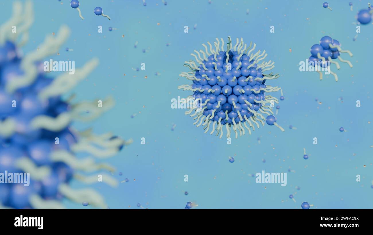 3d rendering of reverse micelles are used for the selective separation ...