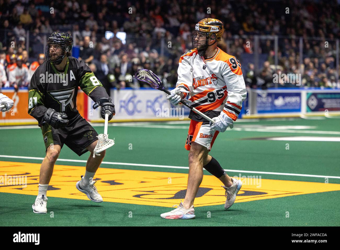 January 13th, 2024: Buffalo Bandits forward Chase Fraser (95) runs in ...
