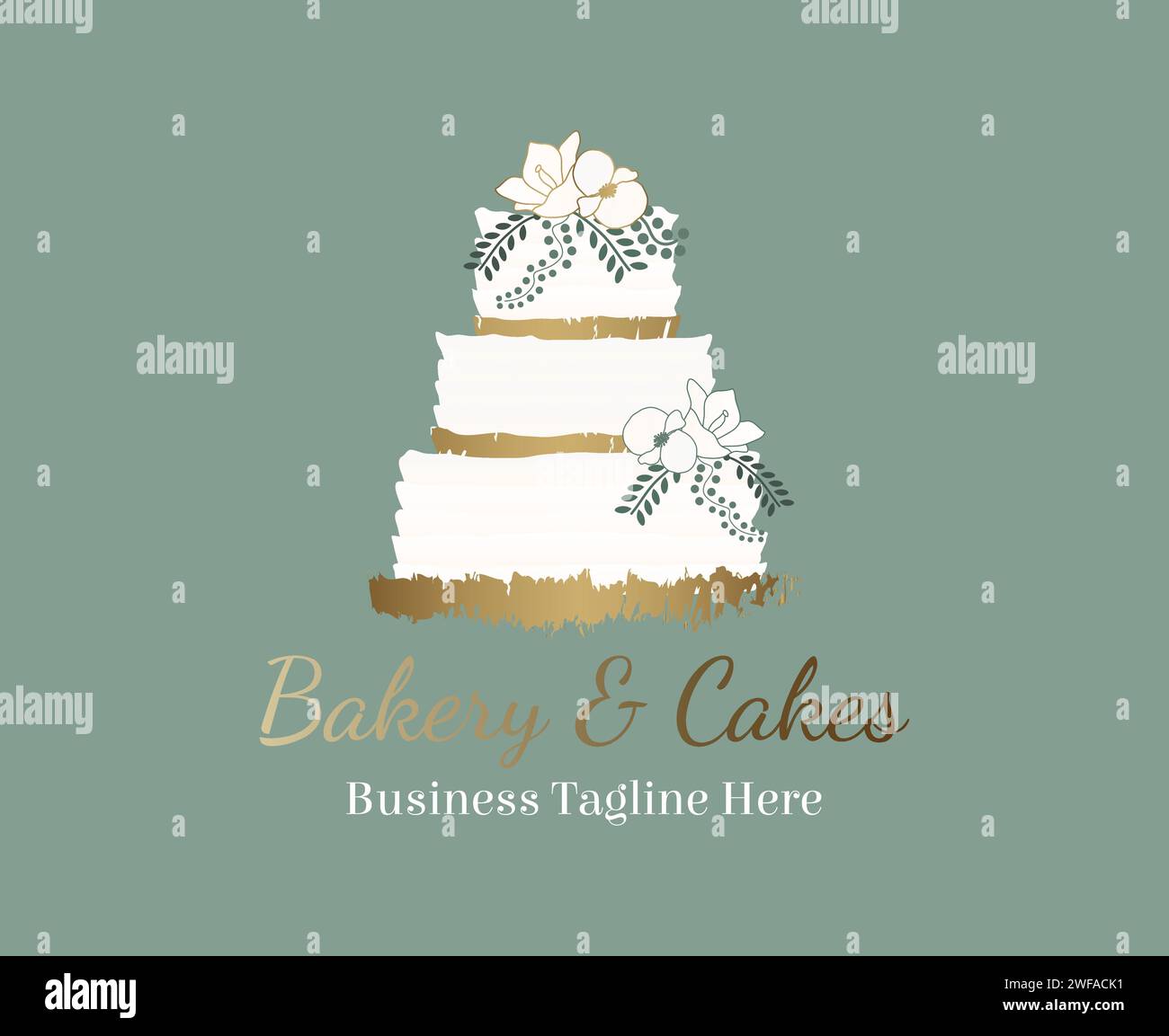 Elegant Cake Bakery Logo Design in Modern Abstract Style with Flowers ...