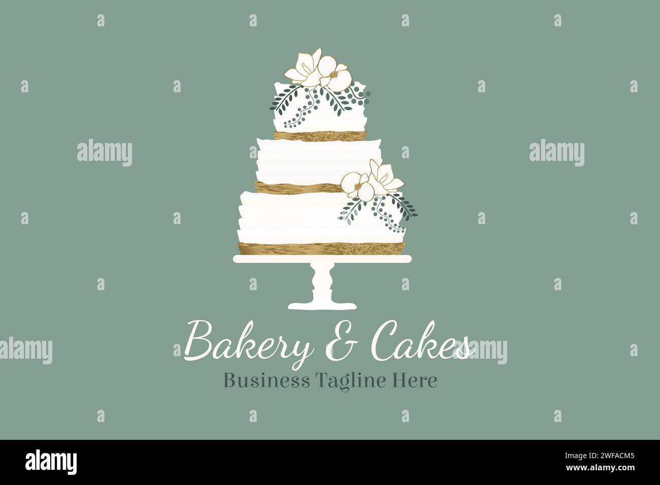 Elegant Cake Bakery Logo Design on Green Background Stock Vector Image ...