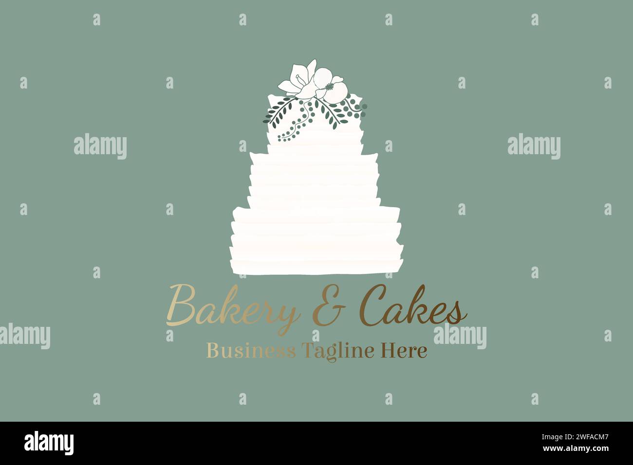 Elegant White Cake or Bakery Logo Design in Foliage Modern Style on ...