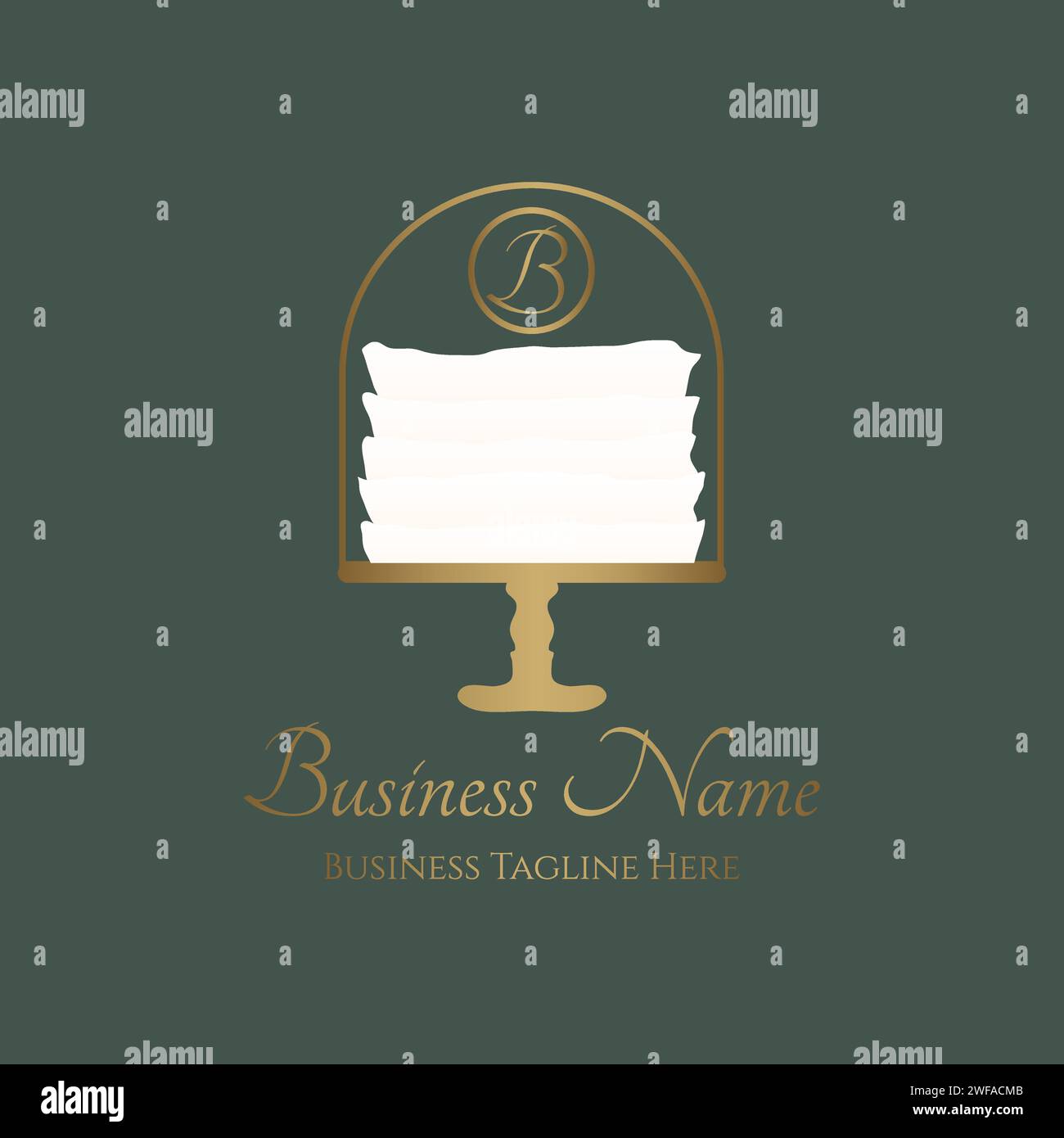 Elegant Cake Bakery Logo Design with Initial Letter on Dark Green ...