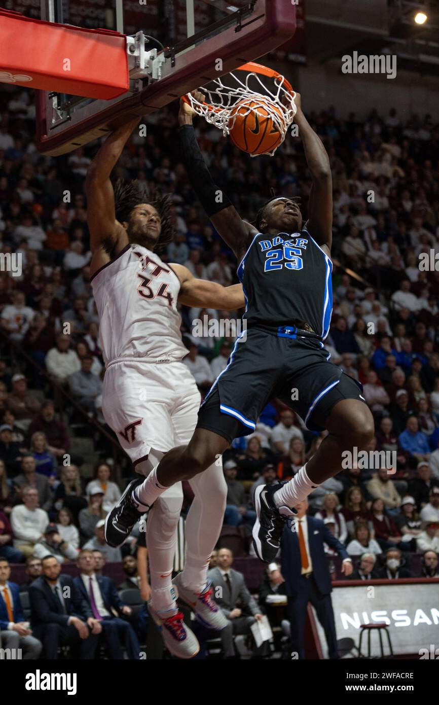 Blacksburg, VA, USA. 29th Jan, 2024. Duke Blue Devils forward Mark ...