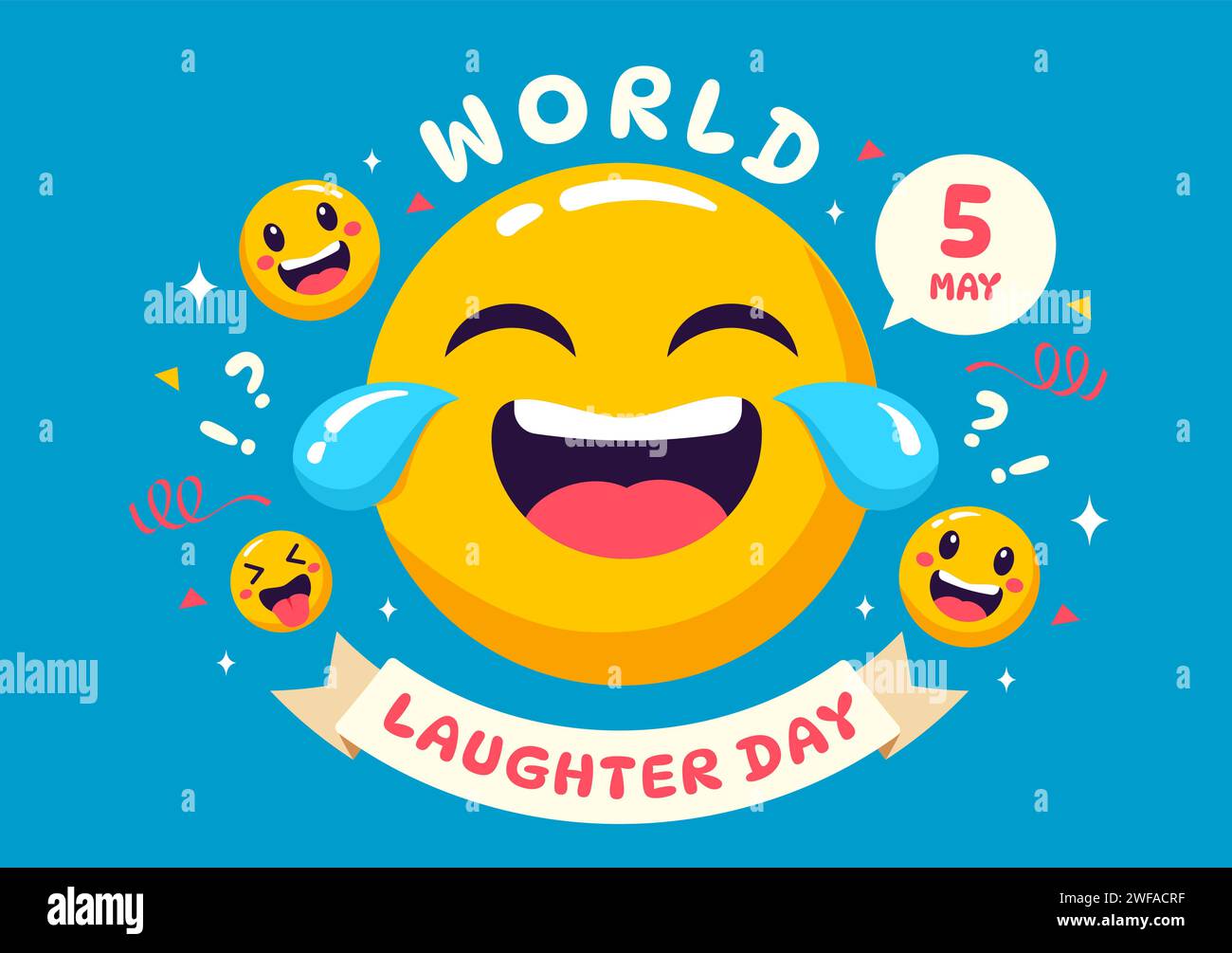 World Laughter Day Vector Illustration on 5 May with Smiley Facial ...