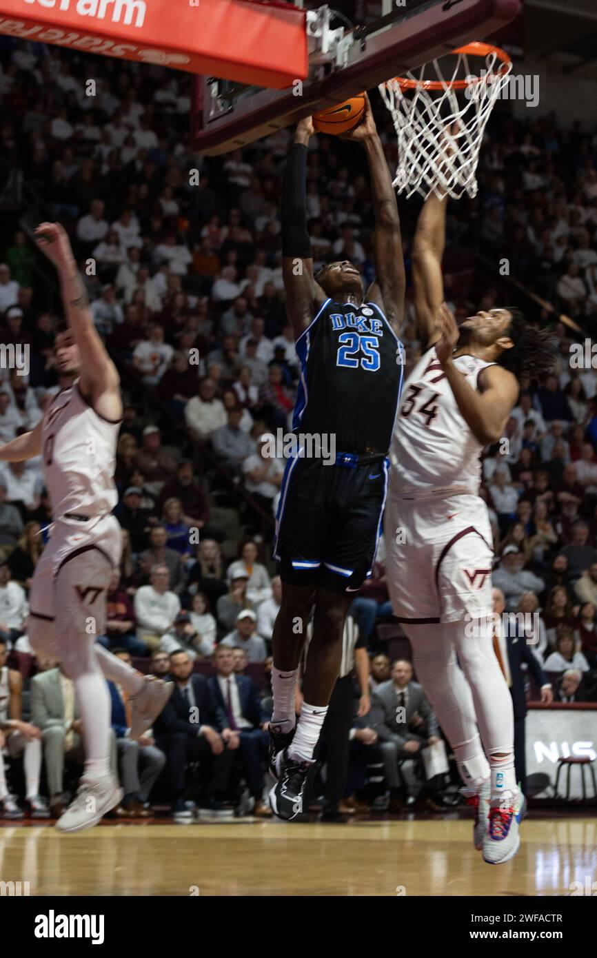 Blacksburg, VA, USA. 29th Jan, 2024. Duke Blue Devils forward Mark ...