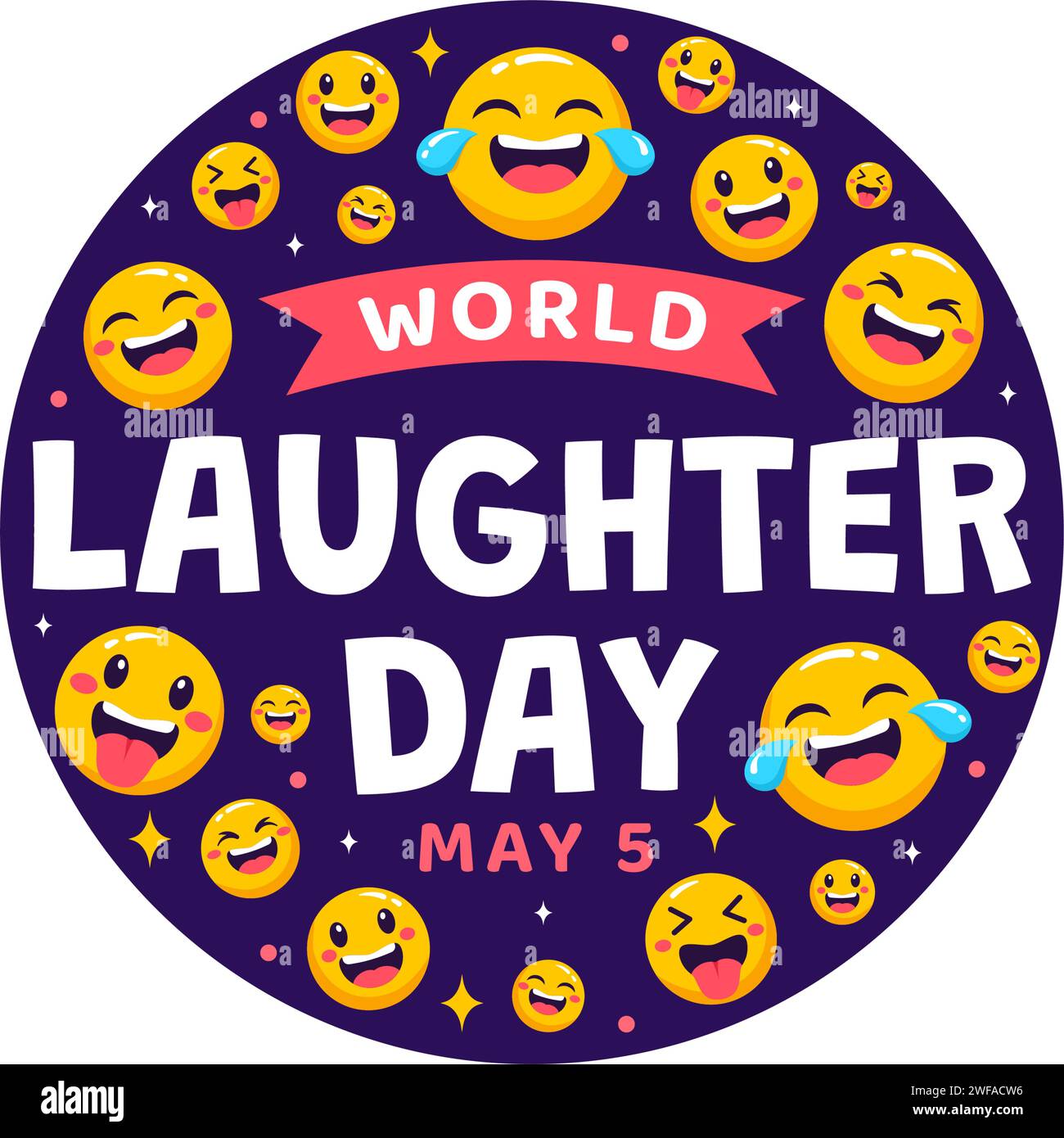 World Laughter Day Vector Illustration on 5 May with Smiley Facial ...