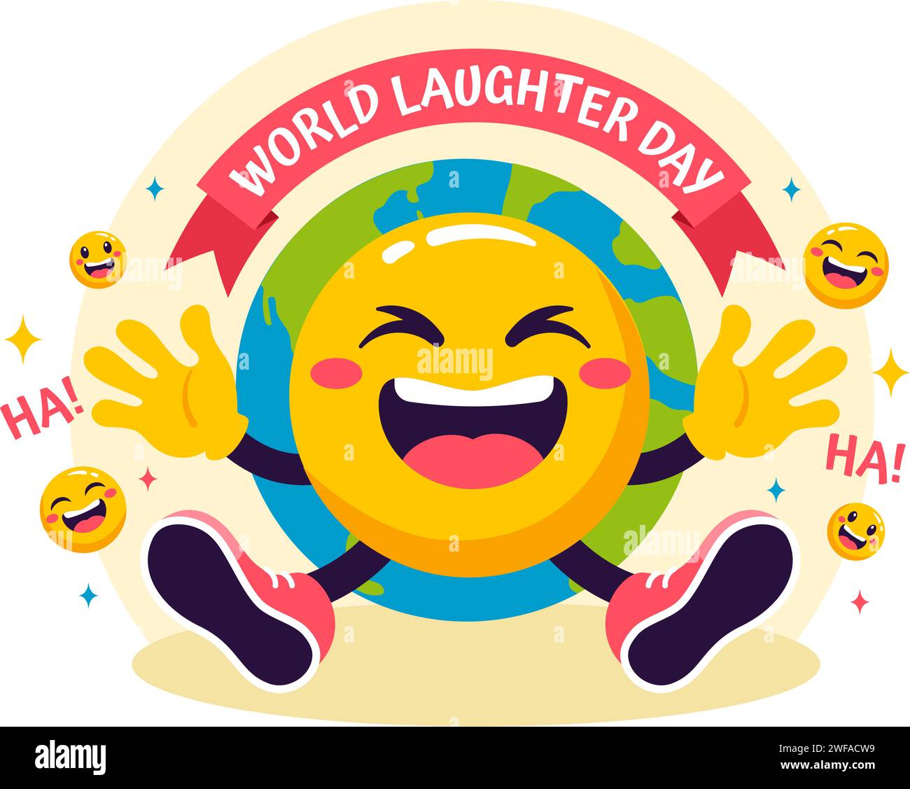 World Laughter Day Vector Illustration on 5 May with Smiley Facial ...