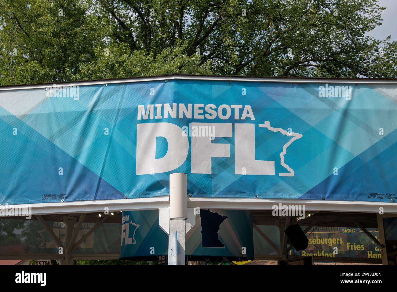 Falcon Heights, Minnesota. Banner at the DFL booth in the Minnesota ...