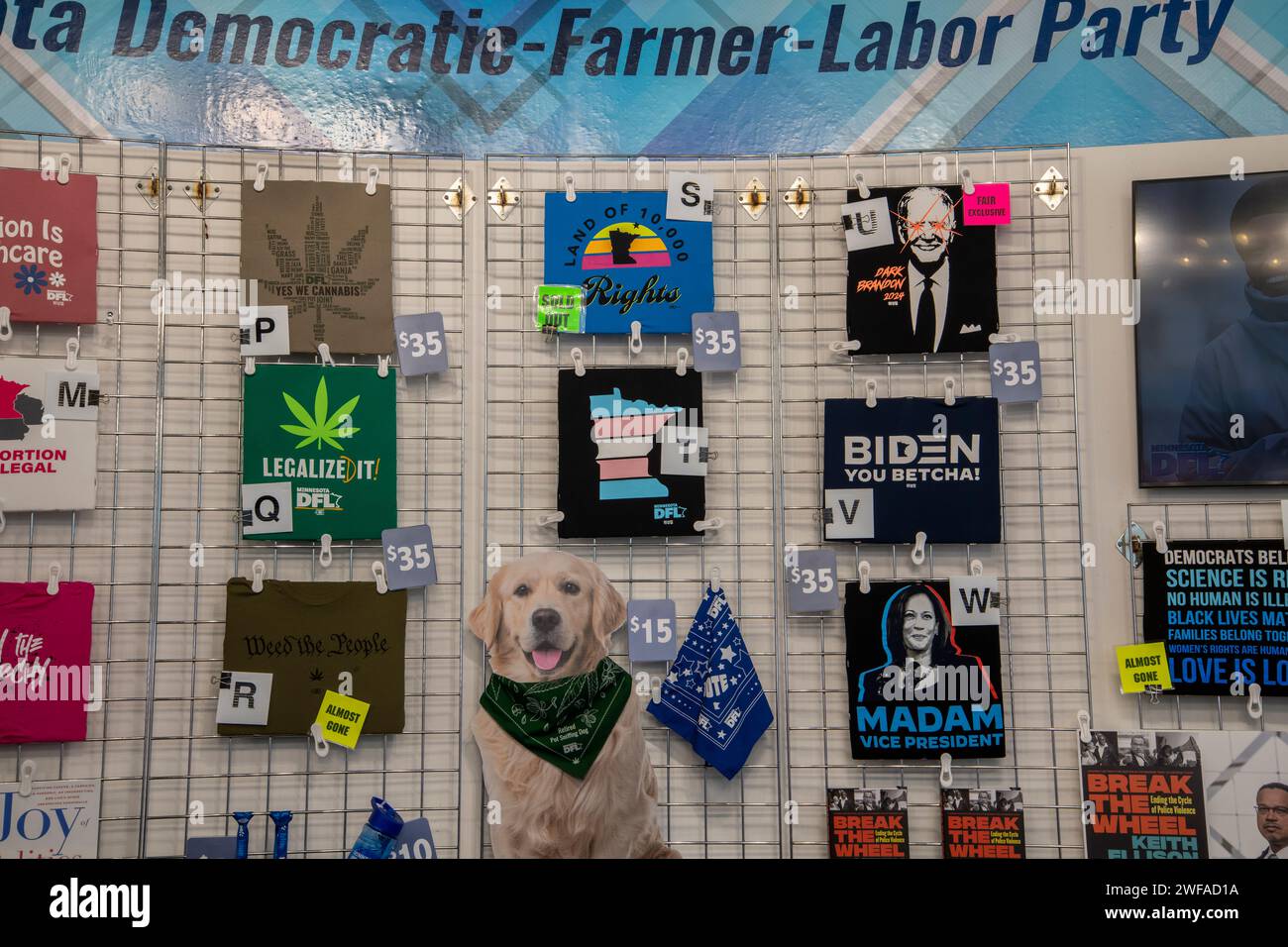 Falcon Heights, Minnesota. T-shirts for sale at the DFL booth in the ...