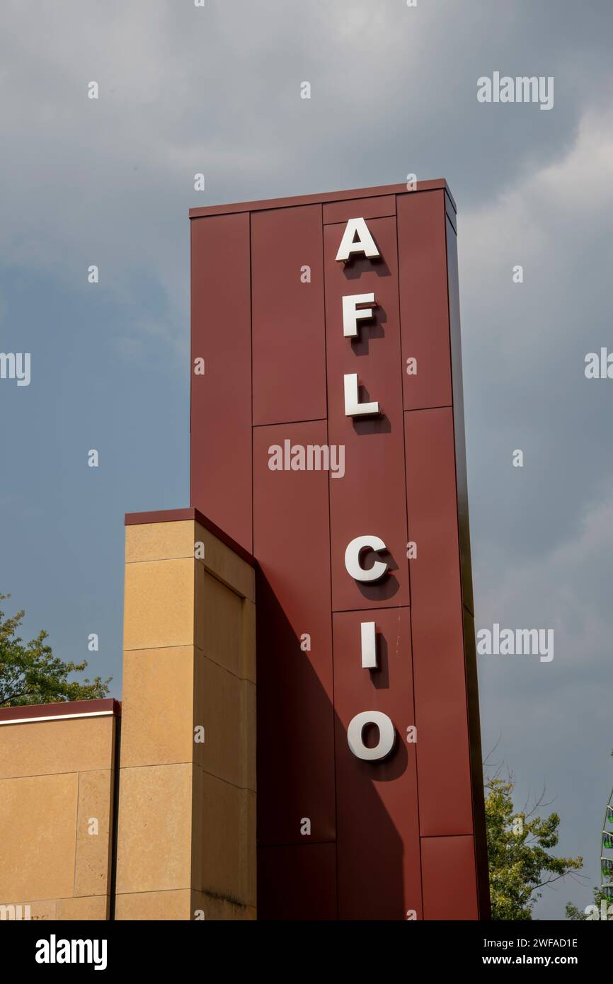 Falcon Heights, Minnesota. AFL-CIO logo on the building at the ...