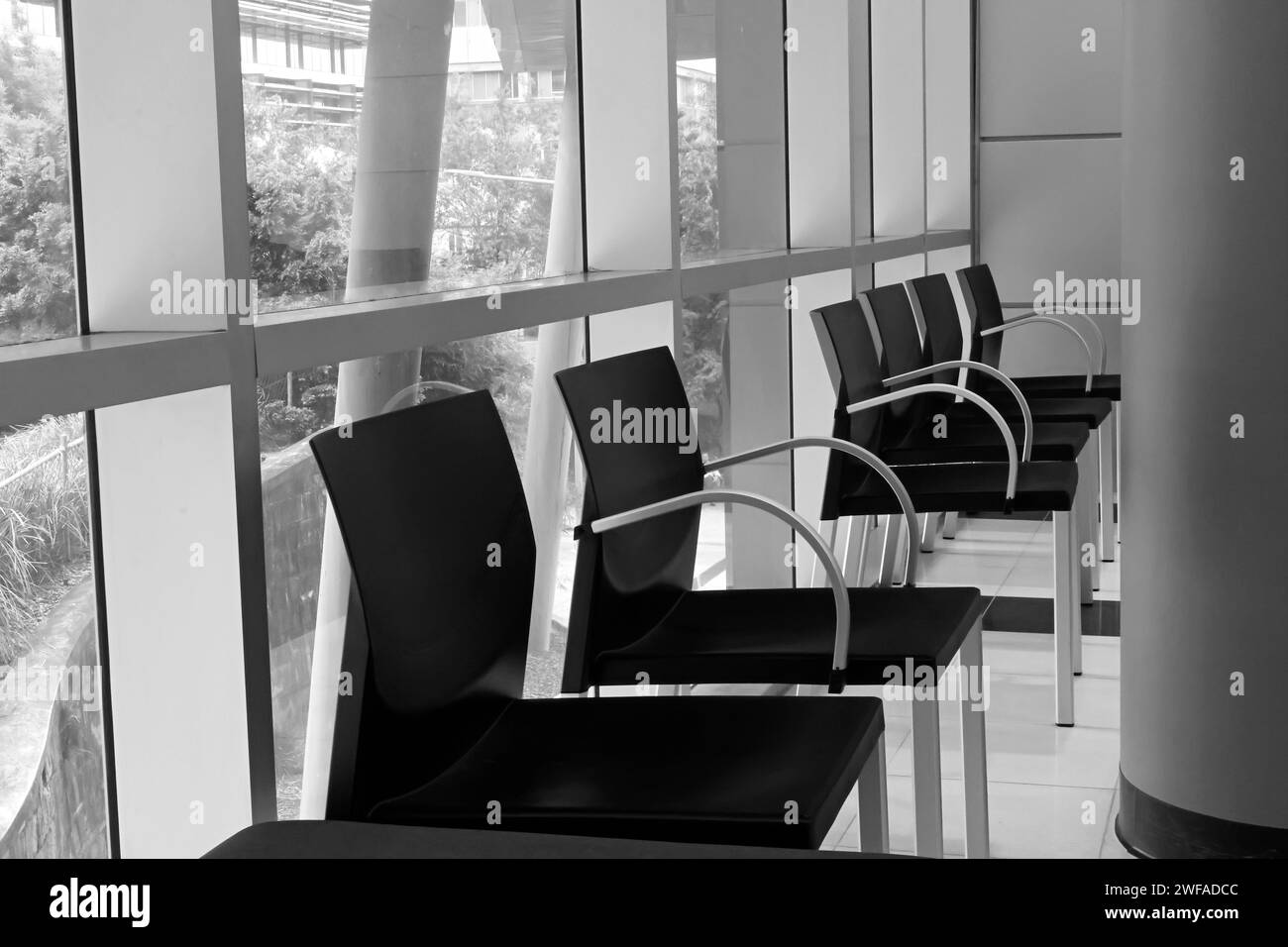 Chairs, chrome and black seats in a waiting room, great for design ...