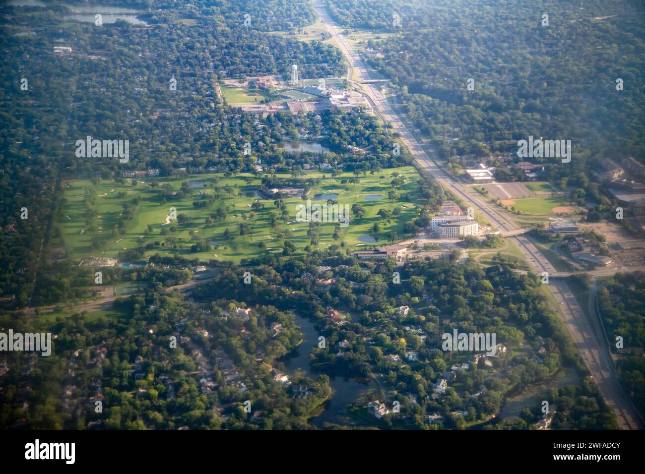 Edina, Minnesota. Aerial view of the Edina country club and golf course ...