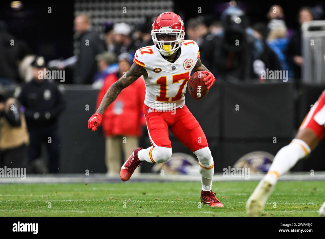 Kansas City Chiefs wide receiver Richie James (17) returns a punt ...