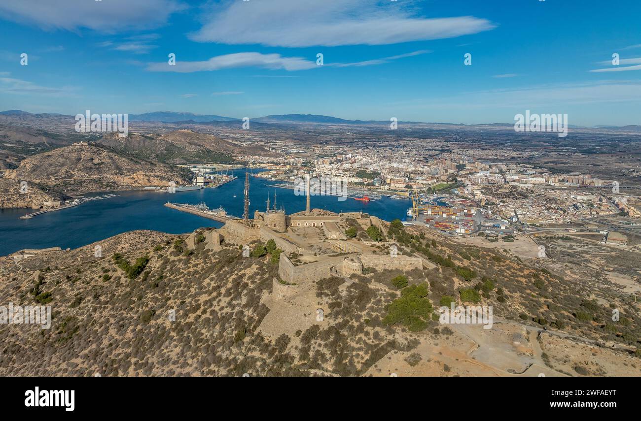 Aerial view of Saint Julian fort protecting the entrance to the port of ...