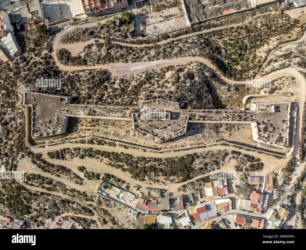 Aerial top down ground plan view of Cerro de los moros, fortified ...