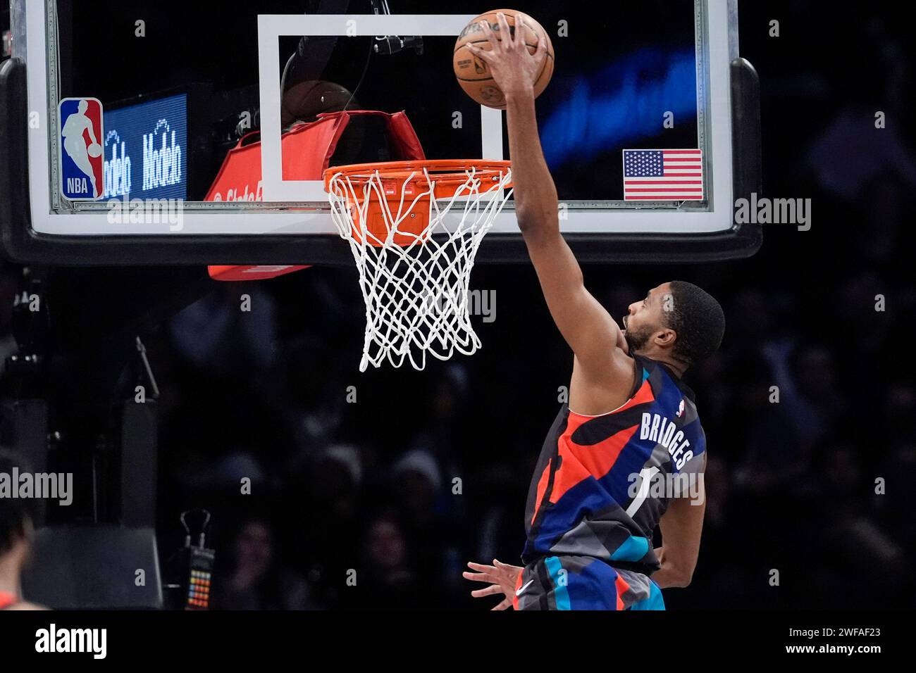 Brooklyn Nets forward Mikal Bridges dunks during the second half of an ...