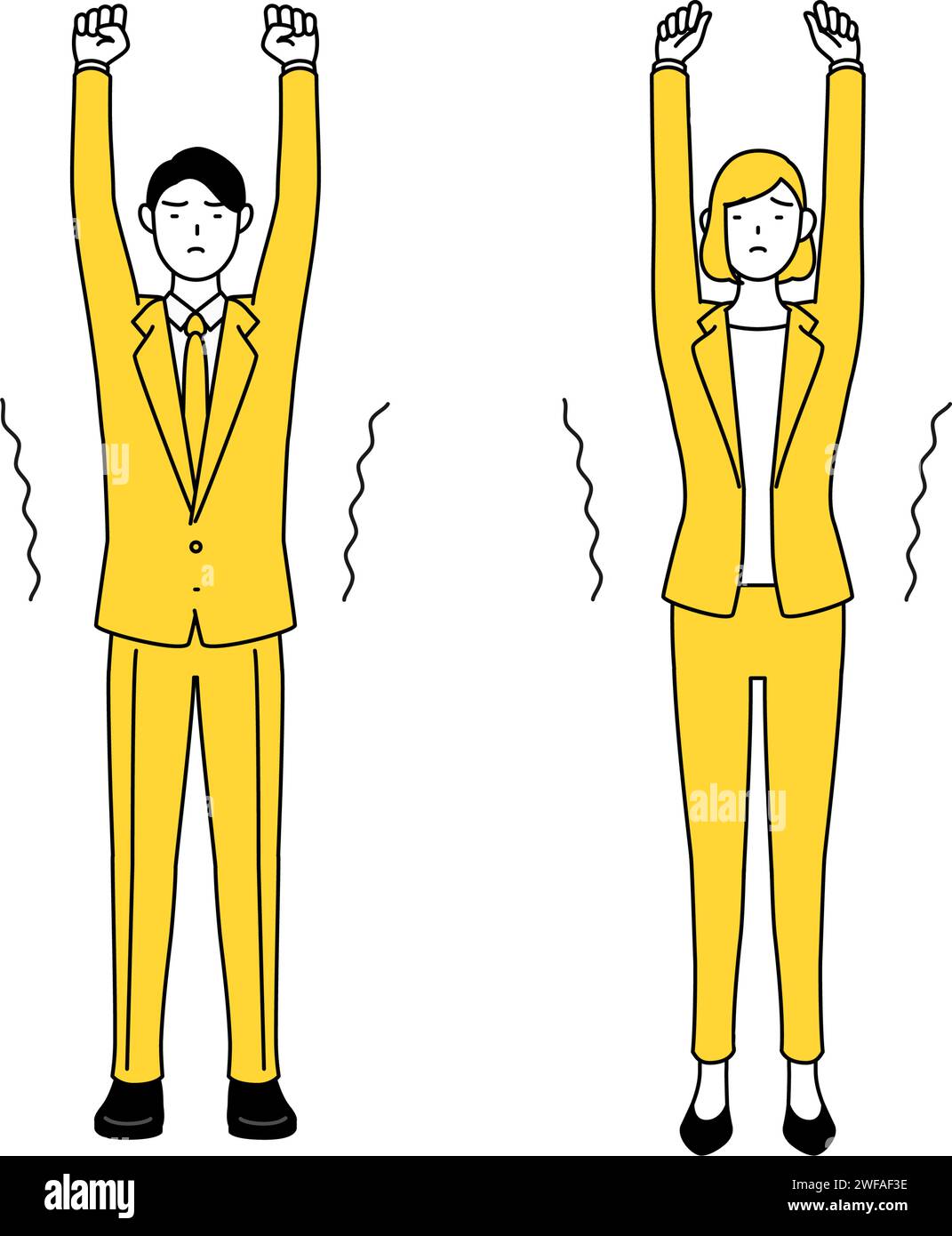 Simple line drawing illustration of businessman and businesswoman in a ...