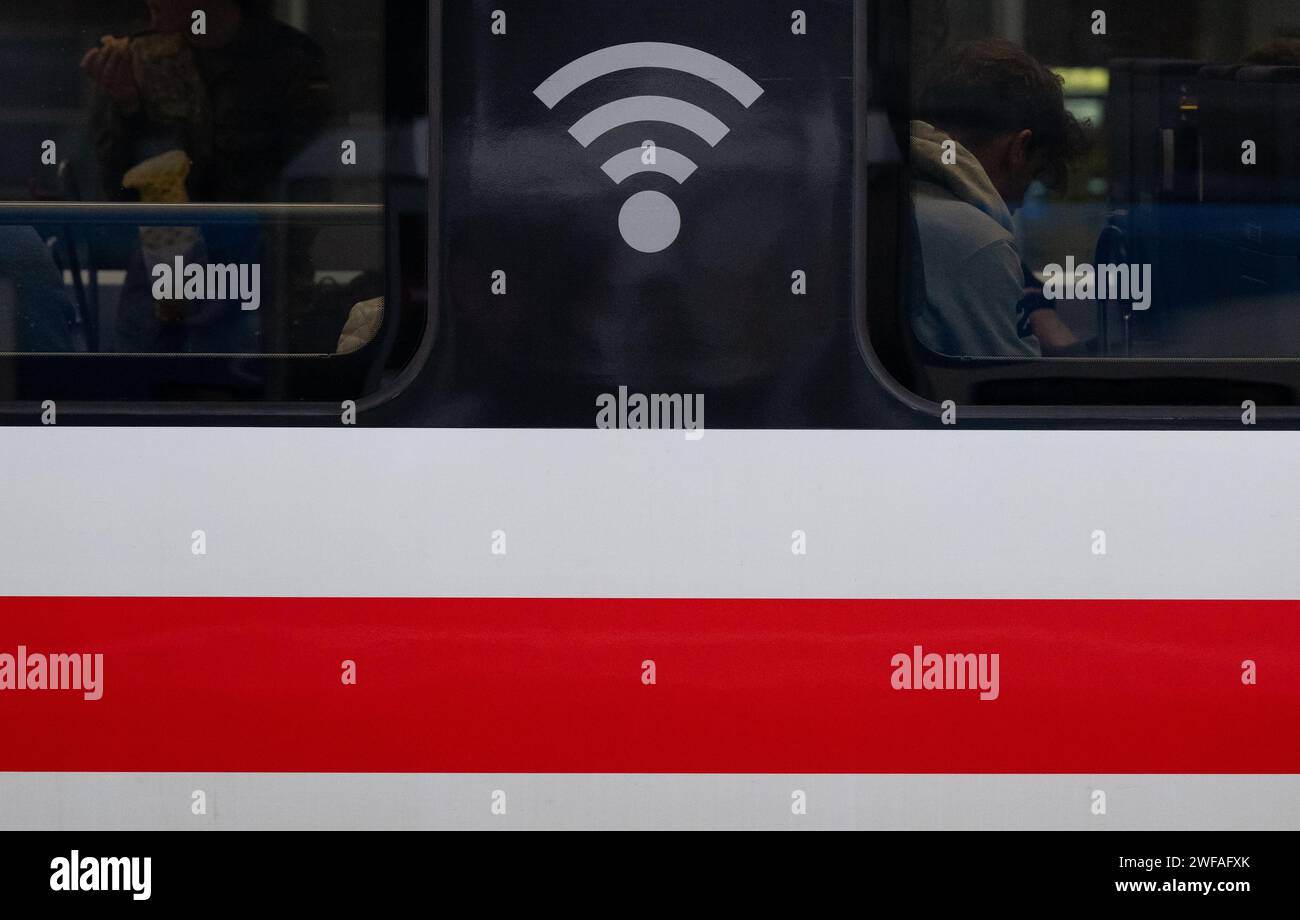Munich, Germany. 26th Jan, 2024. The symbol for a WiFi network can be ...