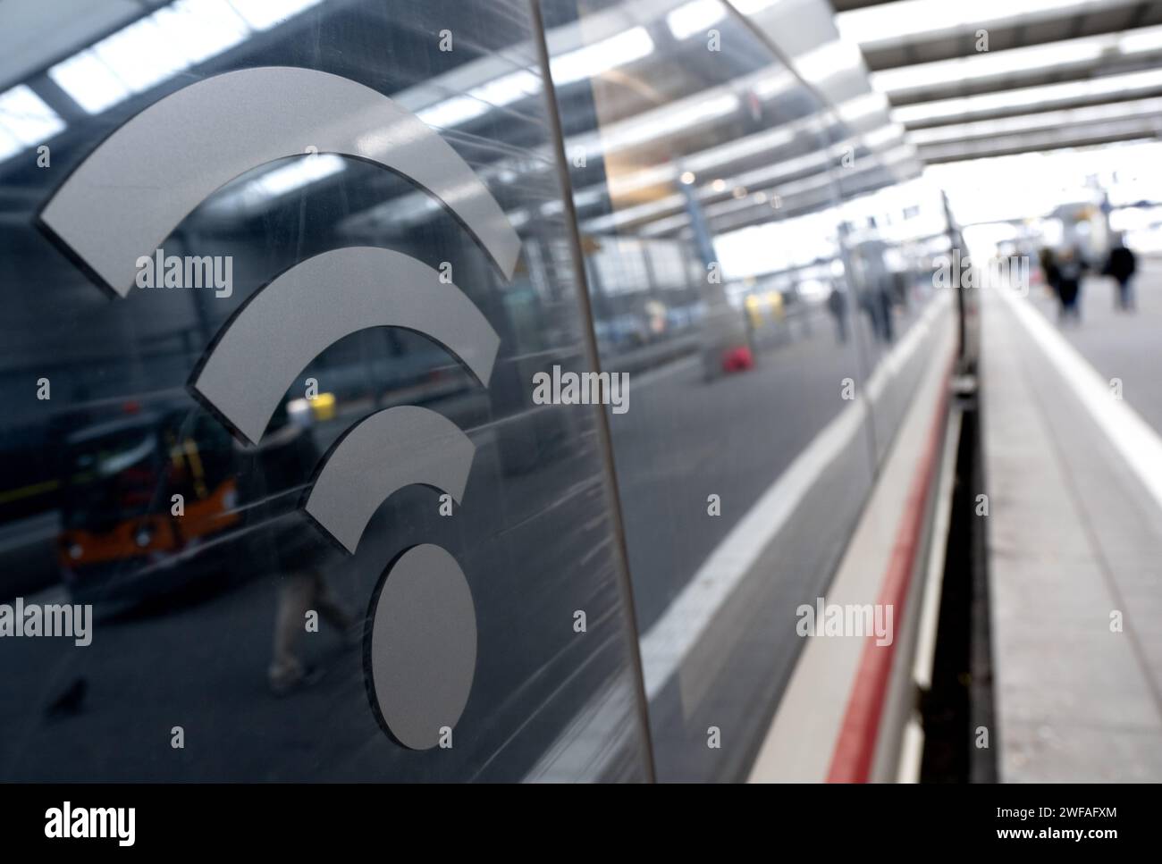 Munich, Germany. 26th Jan, 2024. The symbol for a WiFi network can be ...