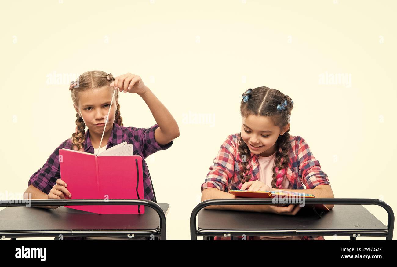 back to school. school children study with book. School children study ...