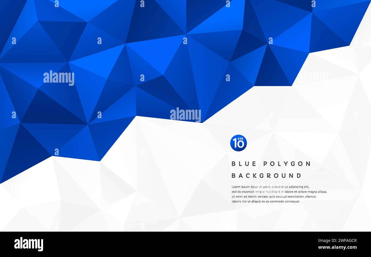 Abstract 3d Gradient Dark Blue Geometric Polygonal Pattern On White Background With Copy Space