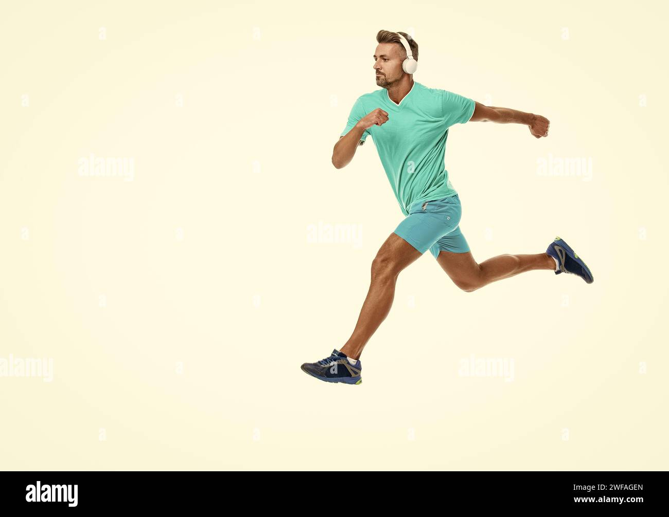 The sportsman running at full speed towards the finish line, banner ...